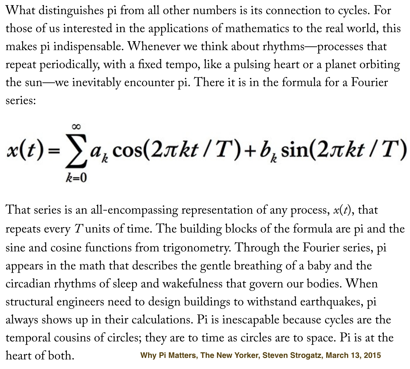 A different look at the meaning of π